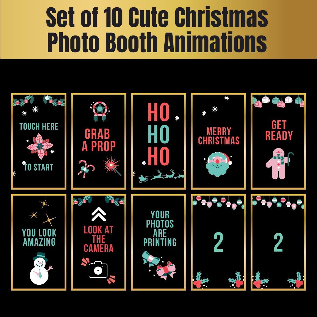 Set of 10 Cute Christmas Photo Booth Animation Bundle, Tap to Start ...