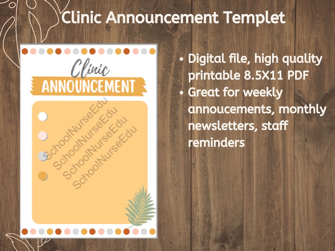 Digital Download, Clinic Announcement Sheet, 8.5X11 High Quality PDF - Etsy
