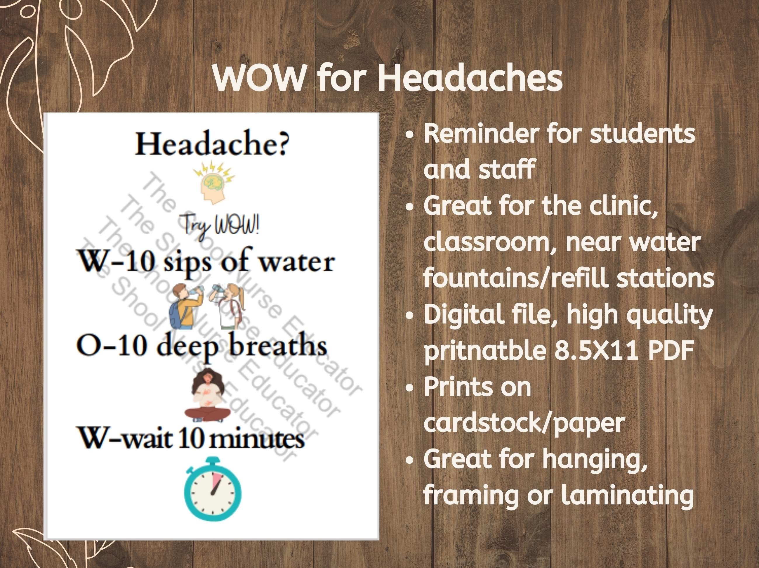 WOW for Headaches-digital Poster Download, 8.5X11 PDF - Etsy