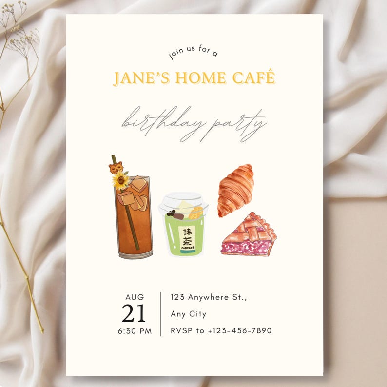 Coffee Shop In-home Party Invitation + Cafe Menu | Home Cafe Party ...