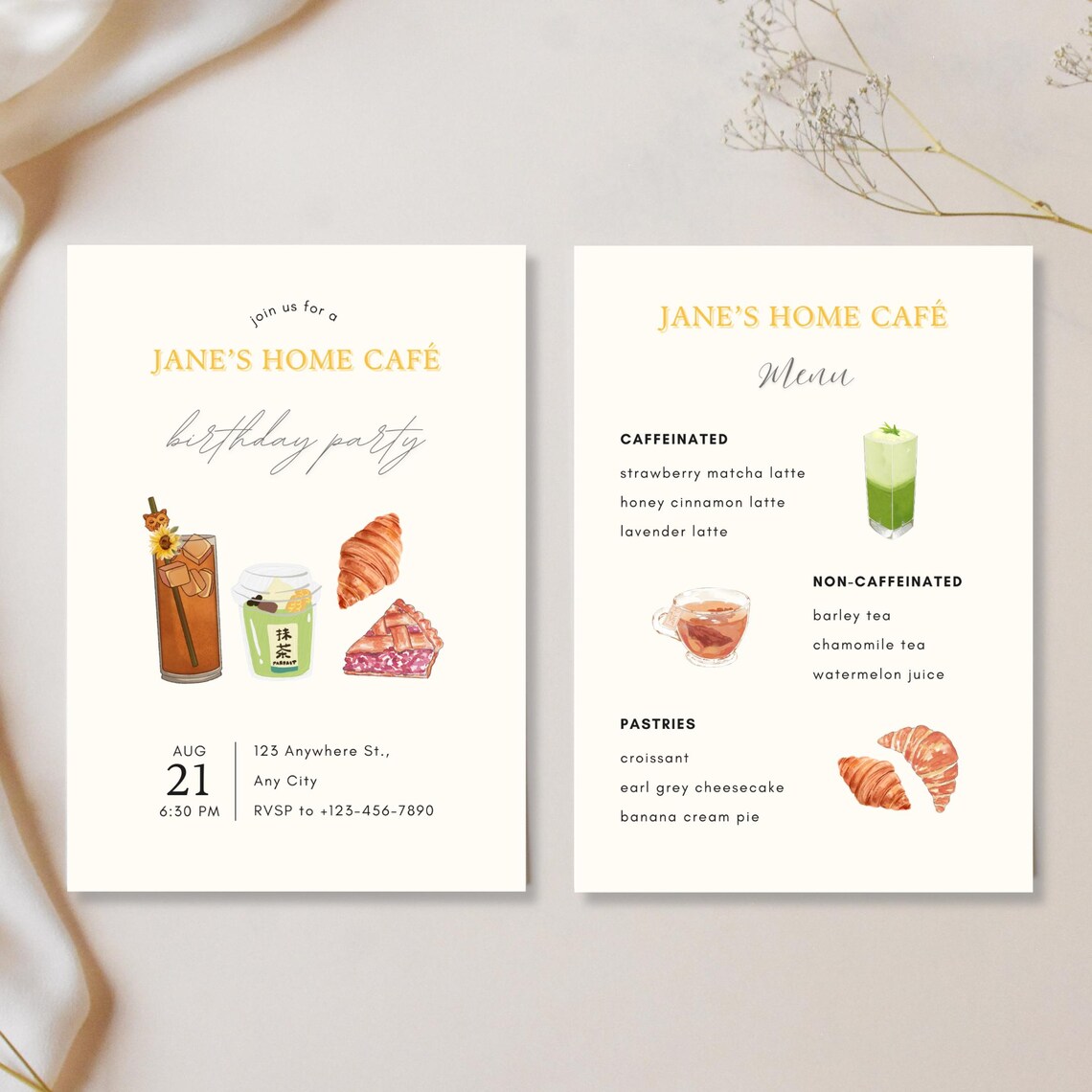 Coffee Shop In-home Party Invitation + Cafe Menu | Home Cafe Party ...