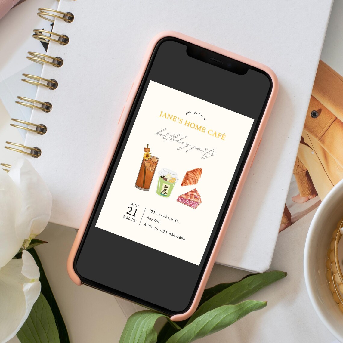 Coffee Shop In-home Party Invitation + Cafe Menu | Home Cafe Party ...
