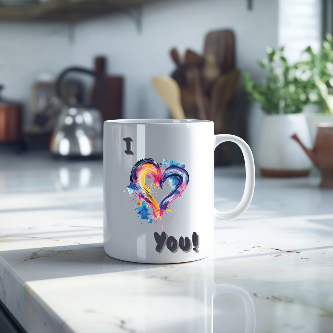 I Heart You Text With Heart Art on a White Mug 11oz, 15oz - Etsy