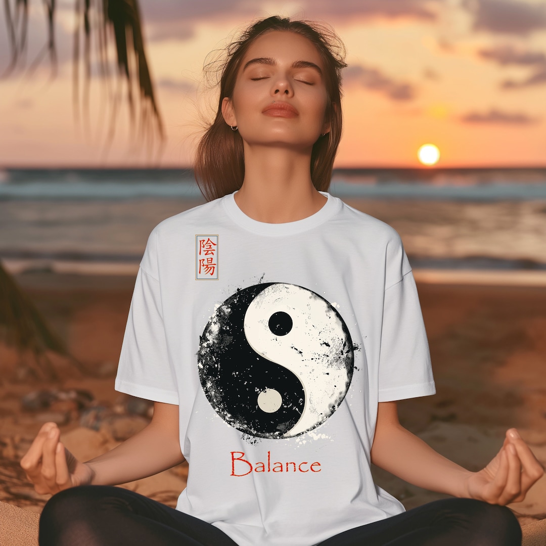 Yin Yang T-shirt With Text, Yin Yang Graphic Tee, Chinese Symbol ...