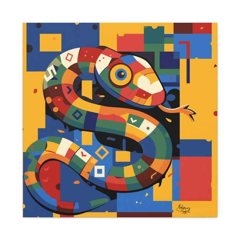 Sam the Colorful Snake Matte Canvas, Stretched, 1.25", Snake Canvas ...