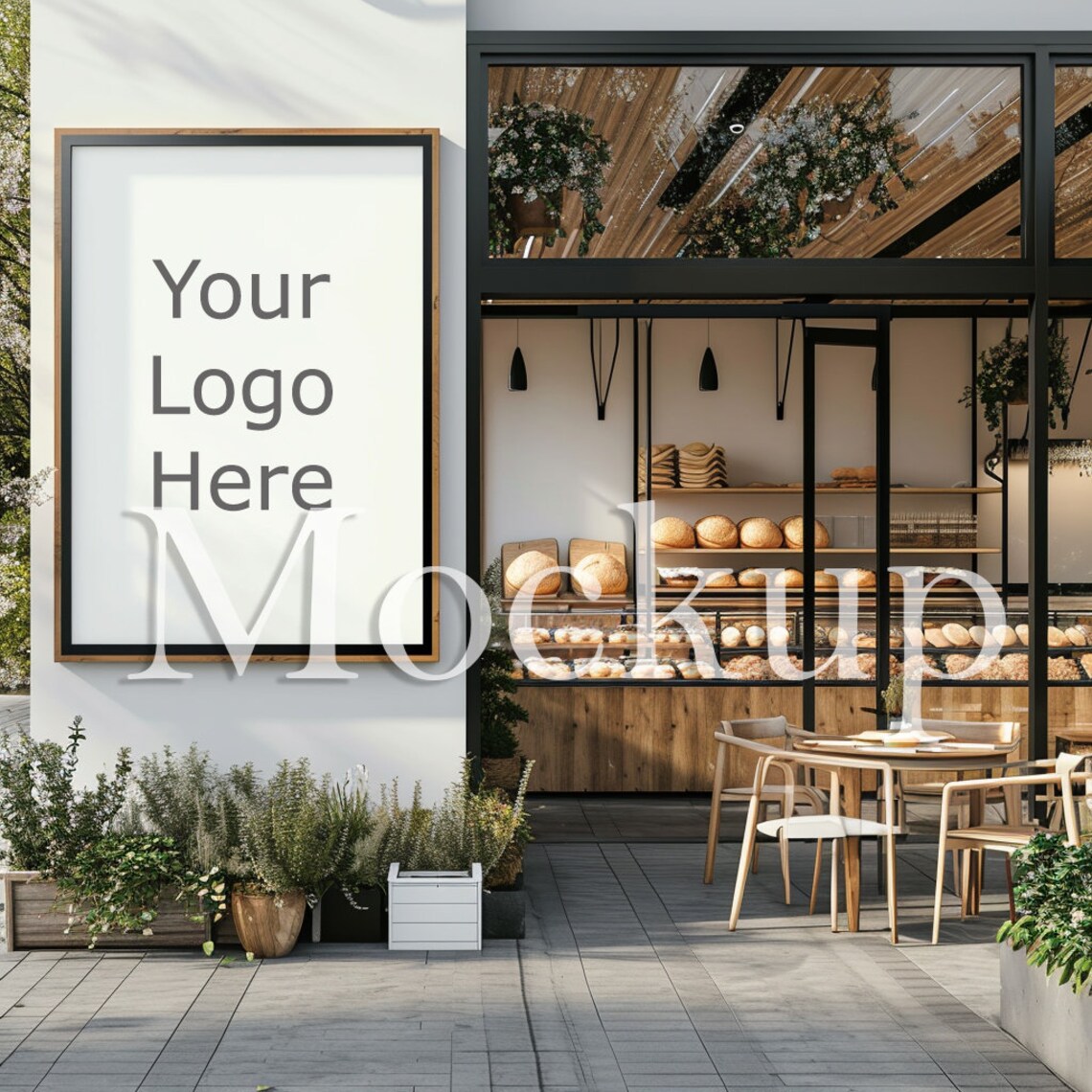Outdoor Bakery Display Mockup, Outdoor Bakery Hanging Sign Mockup ...