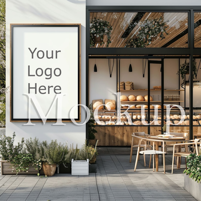 Outdoor Bakery Display Mockup, Outdoor Bakery Hanging Sign Mockup ...