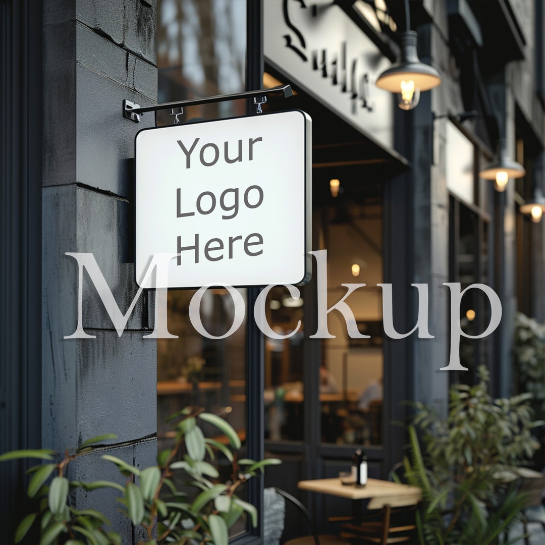 Restaurant Outdoor Sign Template, Outdoor Cafe Hanging Sign Mockup ...