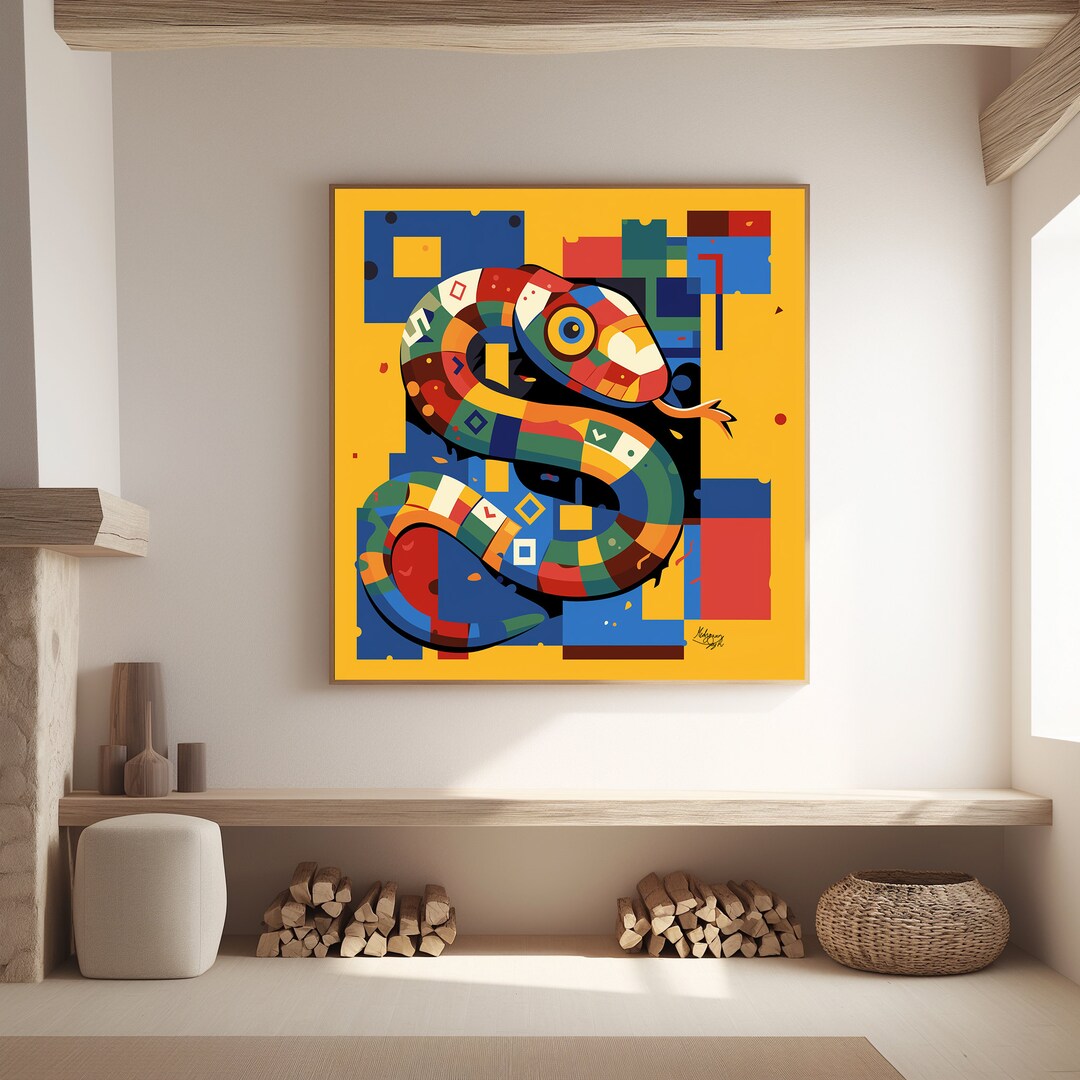 Sam the Colorful Snake Matte Canvas, Stretched, 1.25", Snake Canvas ...