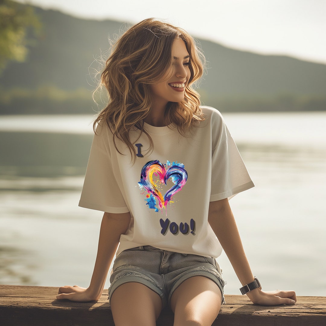 I Heart You! Text T-shirt, I Love You! Graphic Tee, Colored T-shirt ...