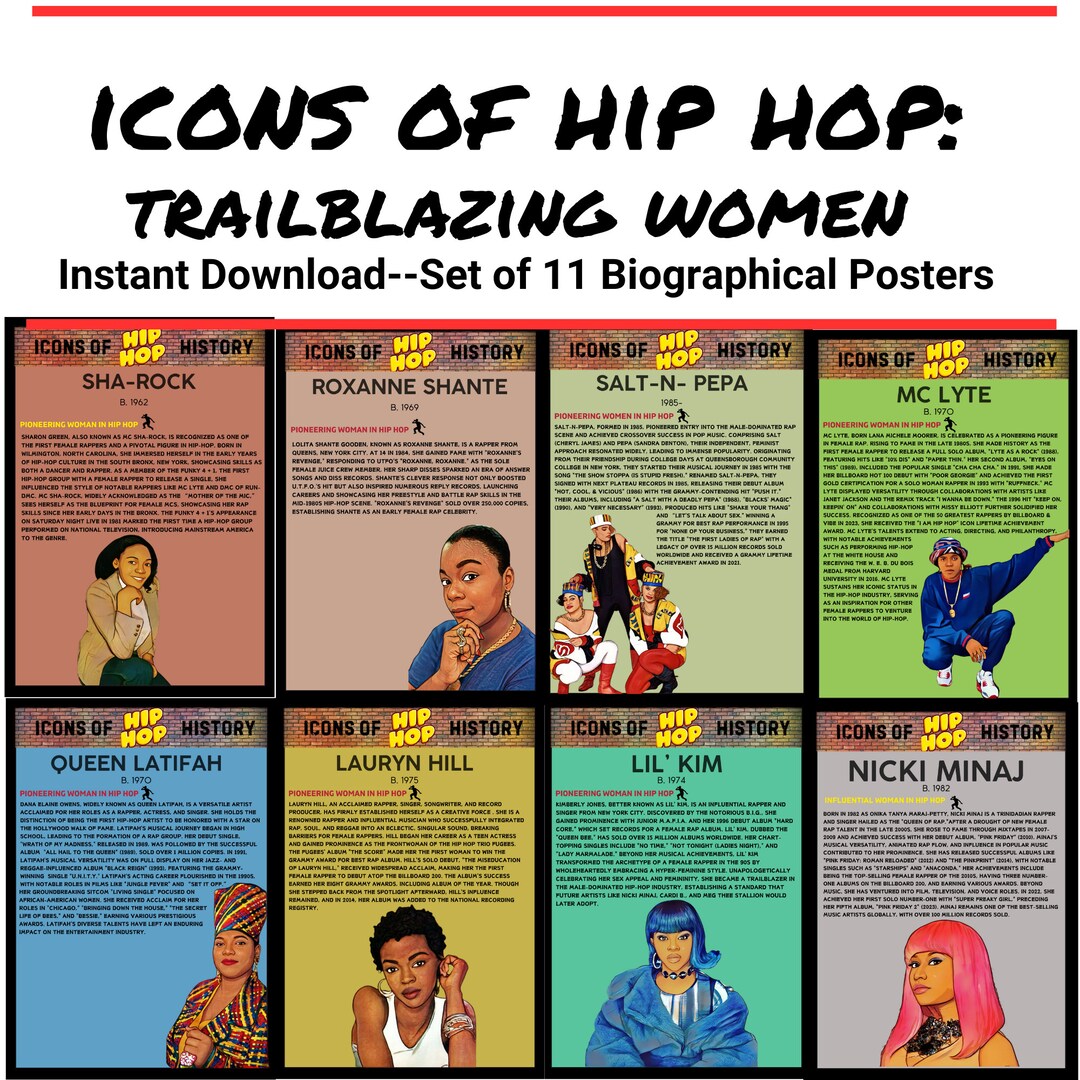 Icons of Hip Hop: Trailblazing Women 11 Printable Music Posters, Women ...