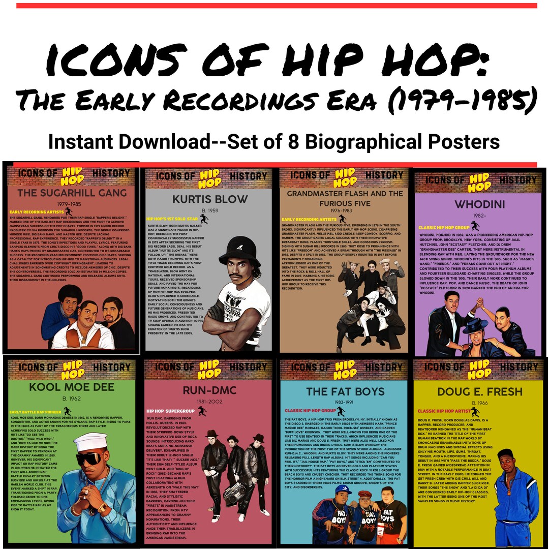 Icons of Hip Hop: the Early Recordings Era 1979-1985 8 Printable Music ...