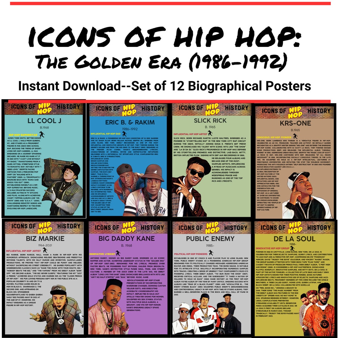 Icons of Hip Hop: the Golden Era (1986-1992)- 12 Printable Music ...