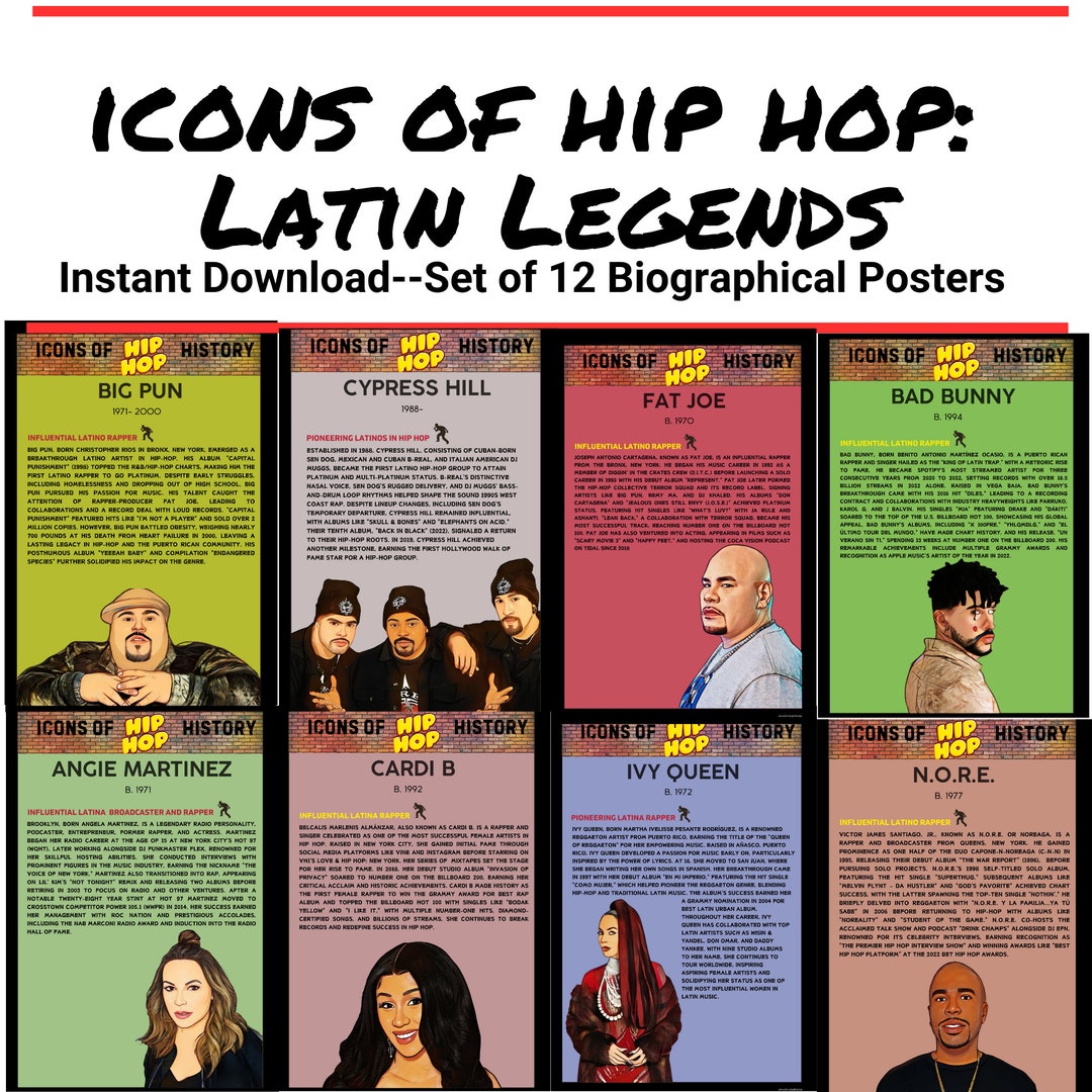 Icons of Hip Hop: Latin Legends- Printable Music Posters, Hip Hop ...