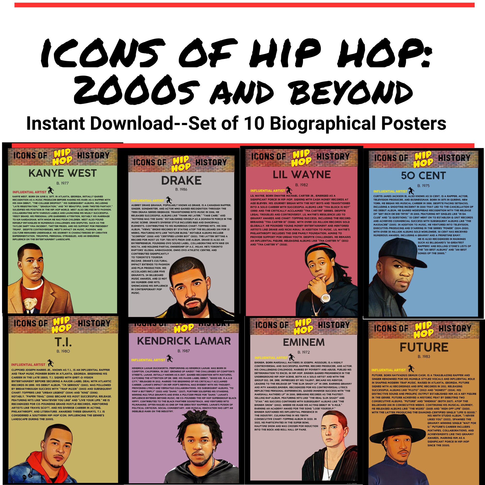 Icons of Hip Hop: 2000s and Beyond Printable Music Posters, Hip Hop ...