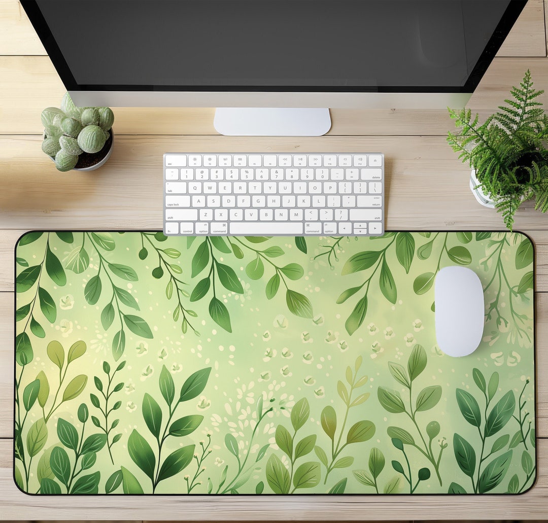 Sage Green Botanical Desk Mat, Cottagecore Aesthetic Deskmat, Plant ...