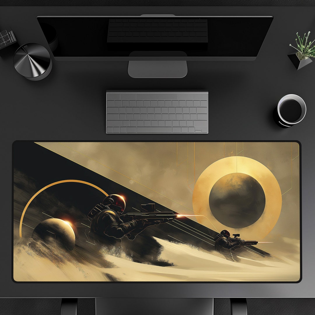 Future Soldiers Abstract Desk Mat, Desert Battle PC Gaming Desk Mat ...
