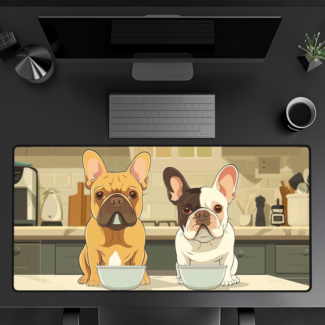 Lofi Frenchies Desk Mat, Cute Cartoon Puppies Desk Mat, PC Gaming Mouse ...