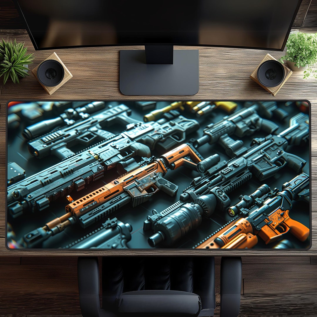 Gun Collection Desk Mat, PC Gaming Desk Decor, XL Artistic Mouse Pad ...