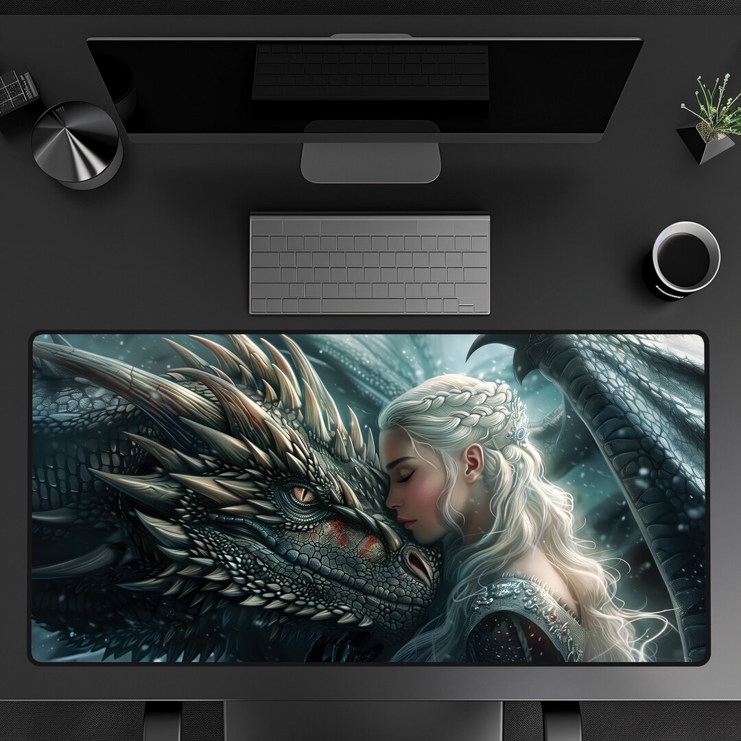 Dragon Queen Desk Mat, Dragon PC Gaming Desk Pad, Dark Fantasy Gaming ...