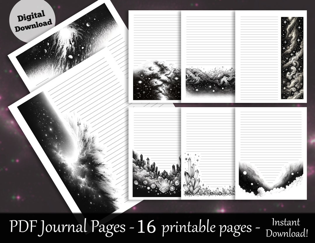 Printable Lined Paper With Art, Printable Journal Pages, Blank Planner ...