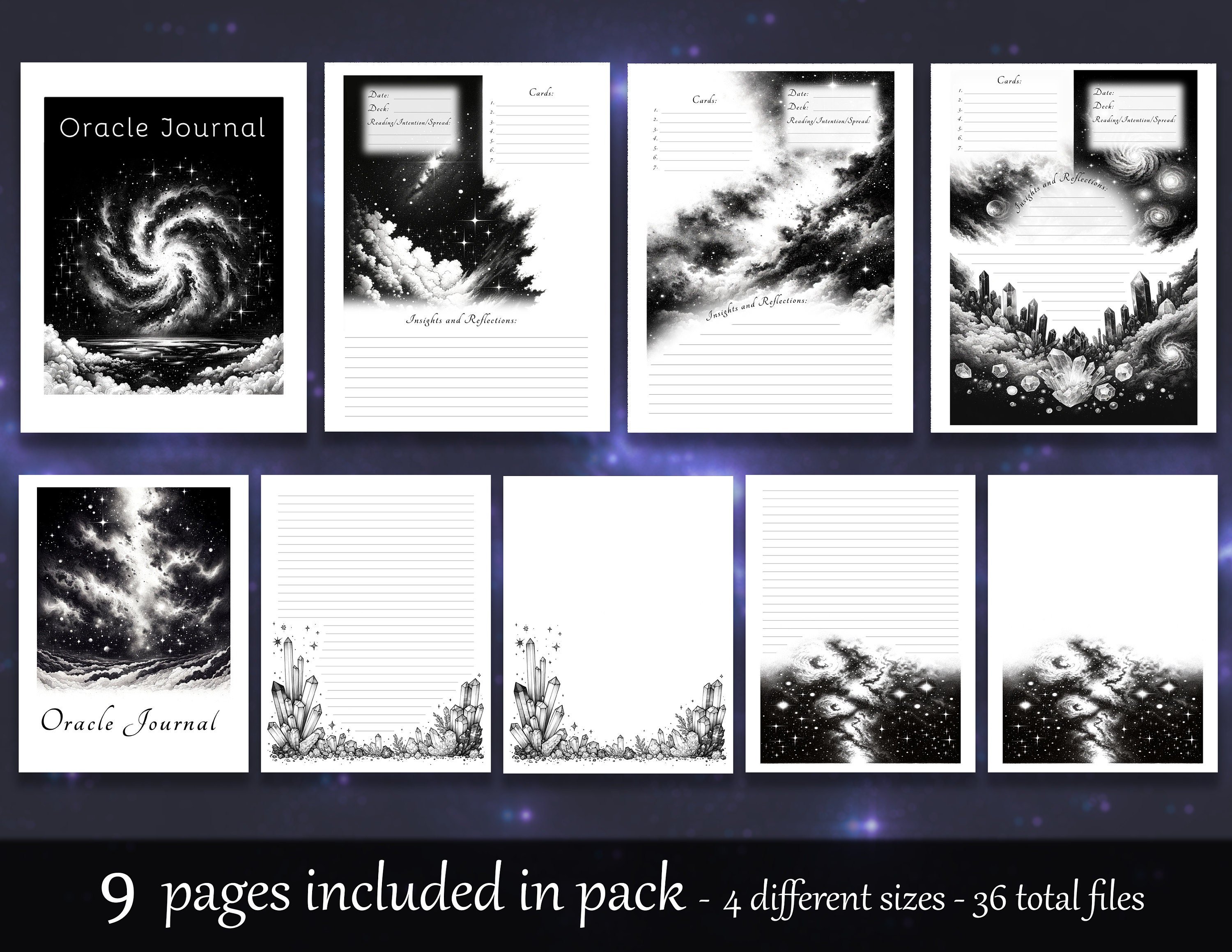 Printable Oracle Card Journal Oracle Diary Divination Reading Tracker Tarot Alternative