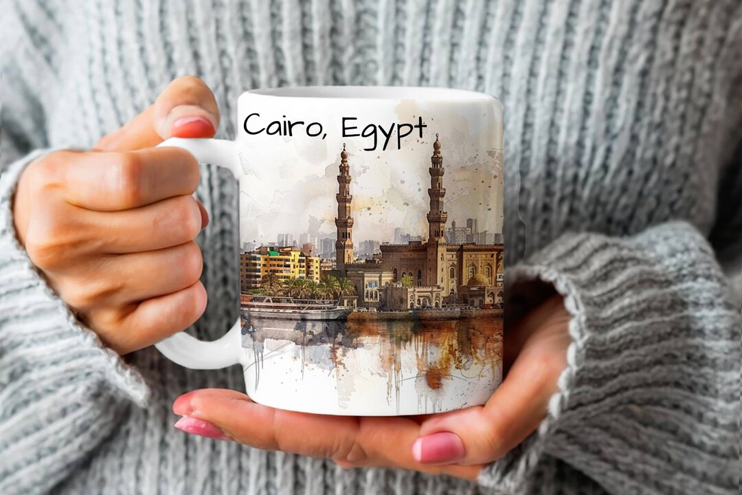 Cairo, Egypt, Cairo Essence Cairo, EG City Skyline Mug, Artistic, Painting, Hand Drawn, City ...