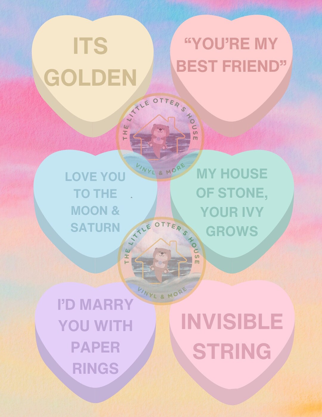 Conversation Hearts Postcard Printable Perfect for Music Lovers - Etsy