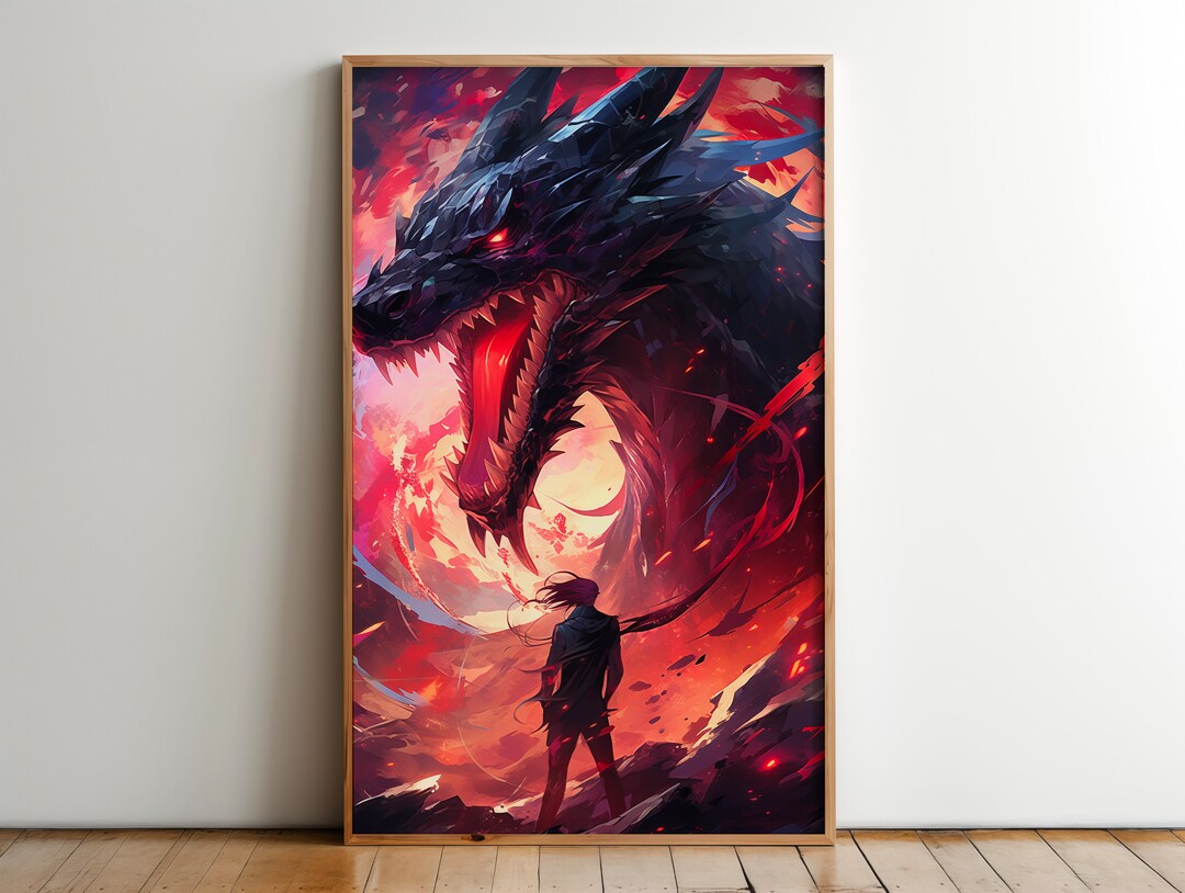 Epic Dragon Encounter - Fantasy Art Poster - Gaming Poster - Wall Art ...