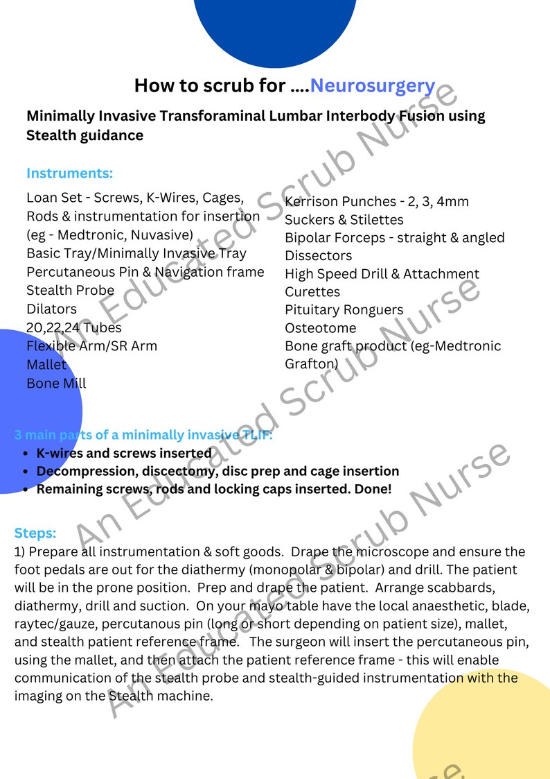 Minimally Invasive Transforaminal Lumber Interbody Fusion Cheat Sheet ...
