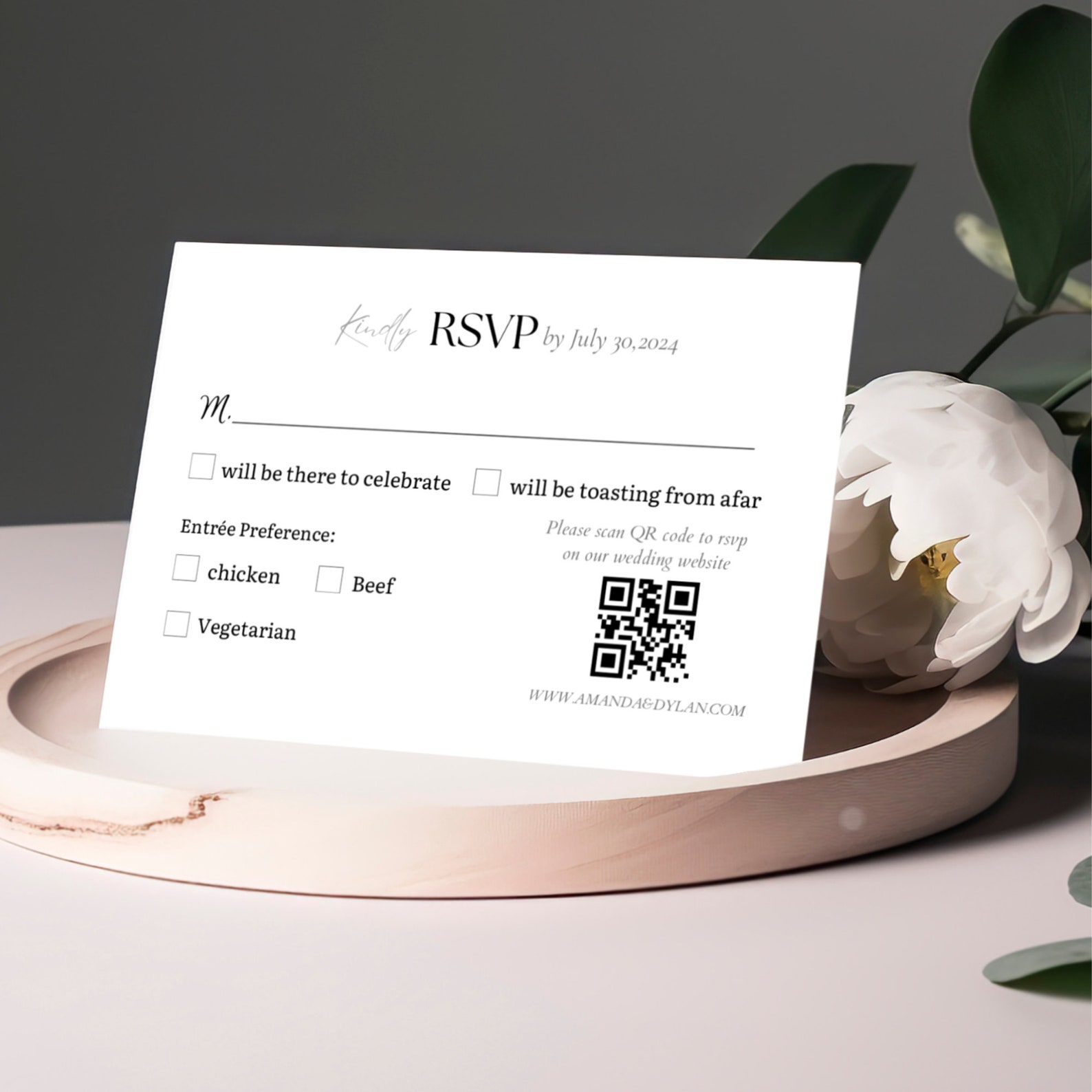 Editable Rsvp Card With QR Code Editable Template Minimalist Design ...