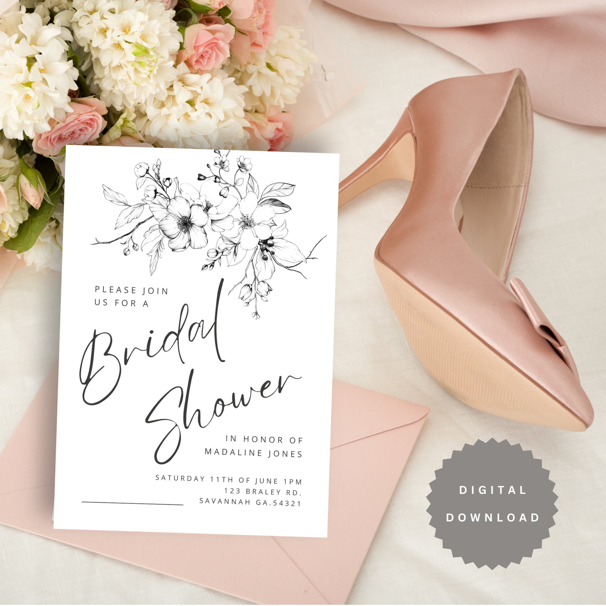 Editable Bridal Shower Invitation Template Instant Digital Download ...
