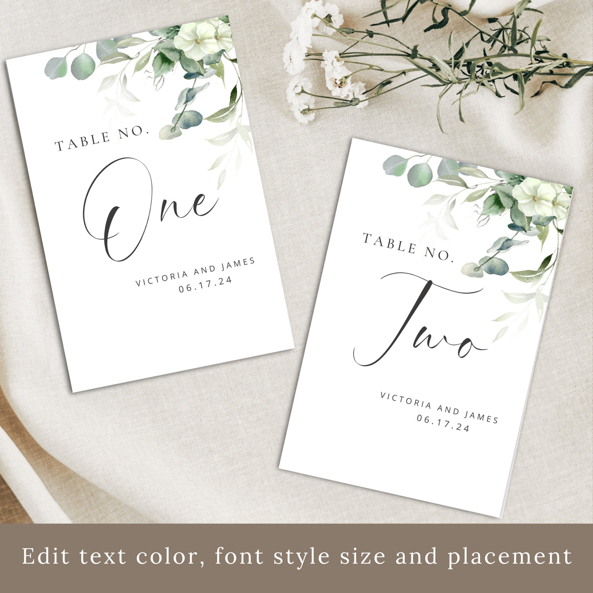 Editable Table Numbers Template, Digital Download Table Number, DIY ...