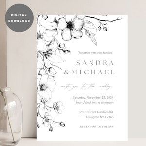 Editable Wedding Invitation Template Minimalist Invite, QR Code Rsvp ...