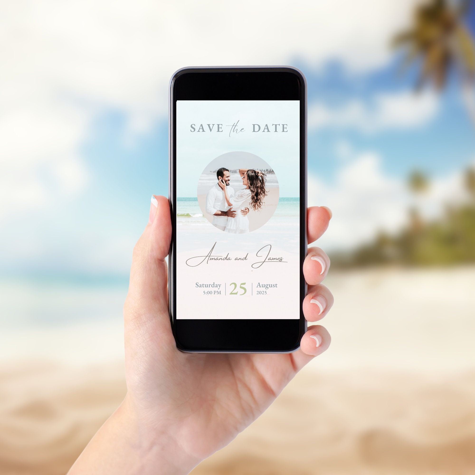 Photo Save the Date Invitation Template Beach Theme Evite Save the Date ...