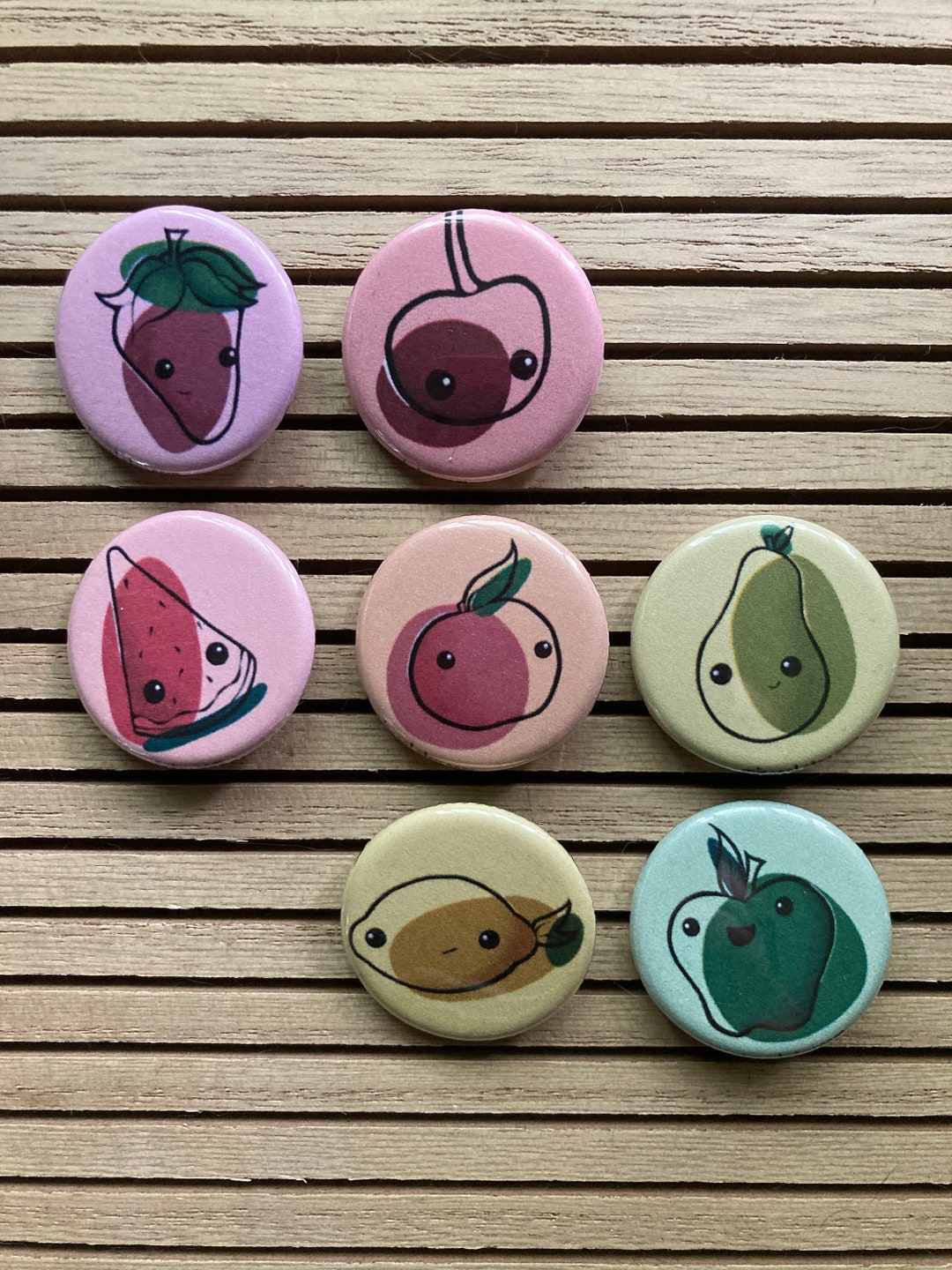 Cute Fruit Pinback Buttons - Etsy