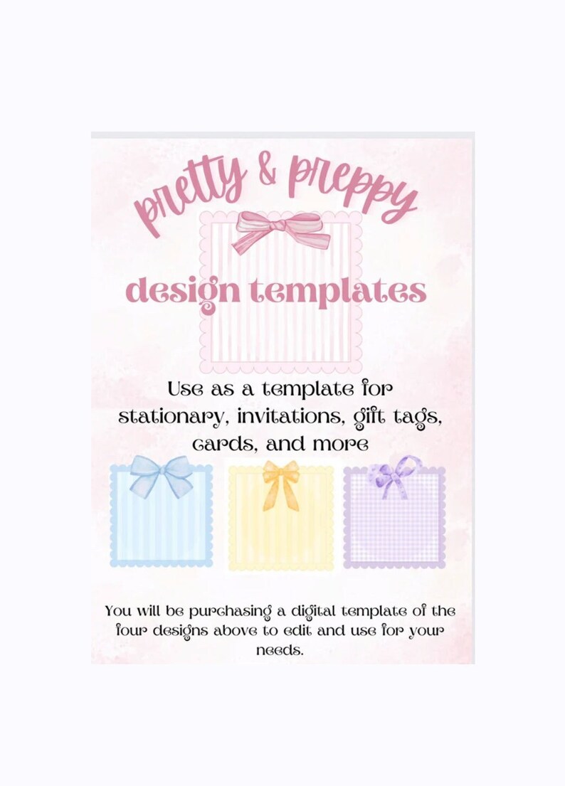 Pretty & Preppy Design Templates Canva Template Classic Tag Template - Etsy