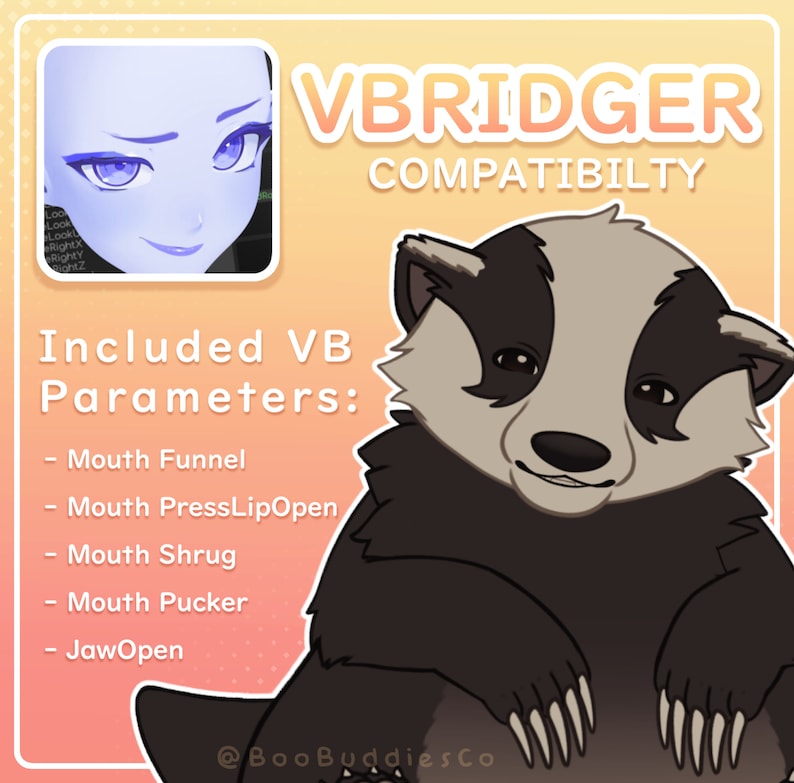 Badger Vtuber | Vbridger Compatible Ready to Use Live2d Vtuber Model ...