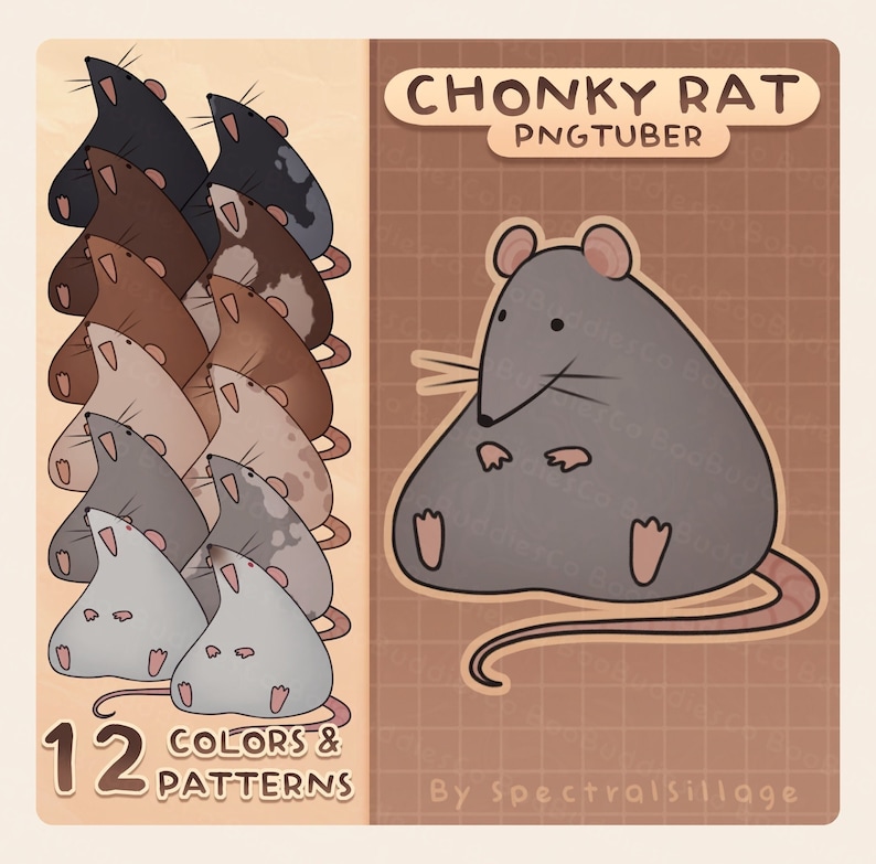 Chonky Rat Pngtuber | Ready to Use Reactive Veadotube Model for ...