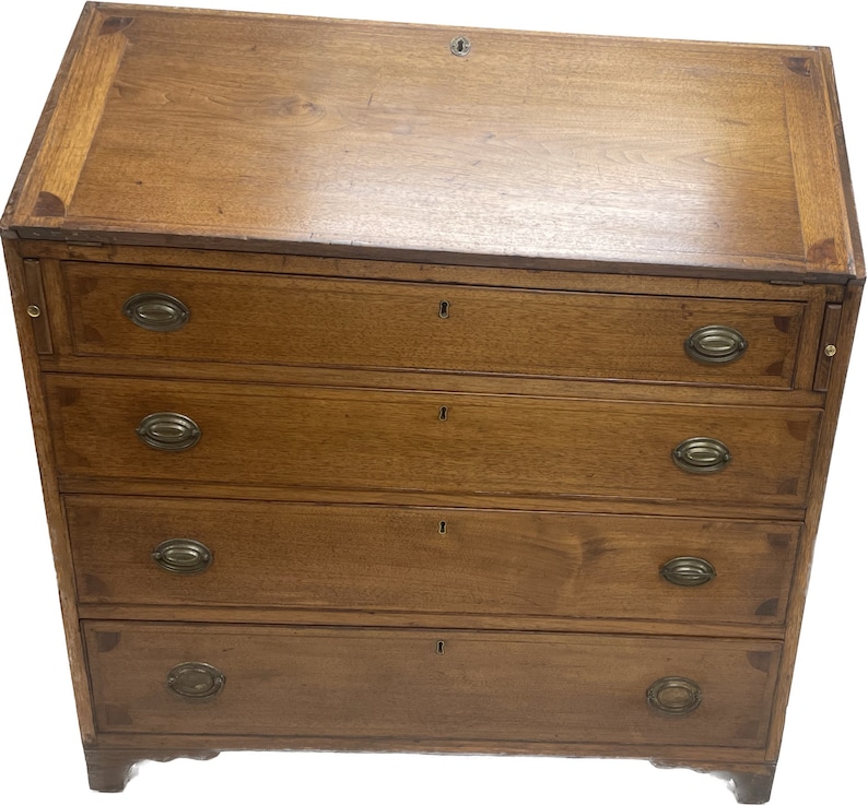 Antique Slanted English Secretary Desk With 4 Drawers and Hidden Side ...