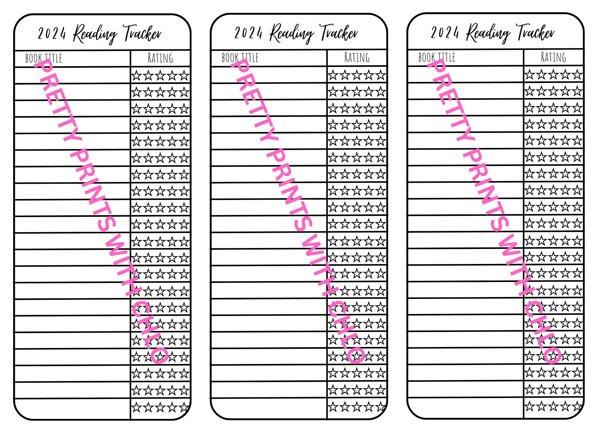Printable 2024 Bookmark Tracker - Etsy