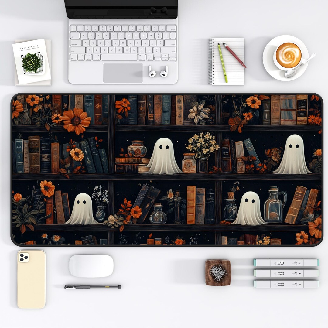 Cute Ghost Desk Mat Bookish Deskmat Reading Nook Desk Decor Bookish ...