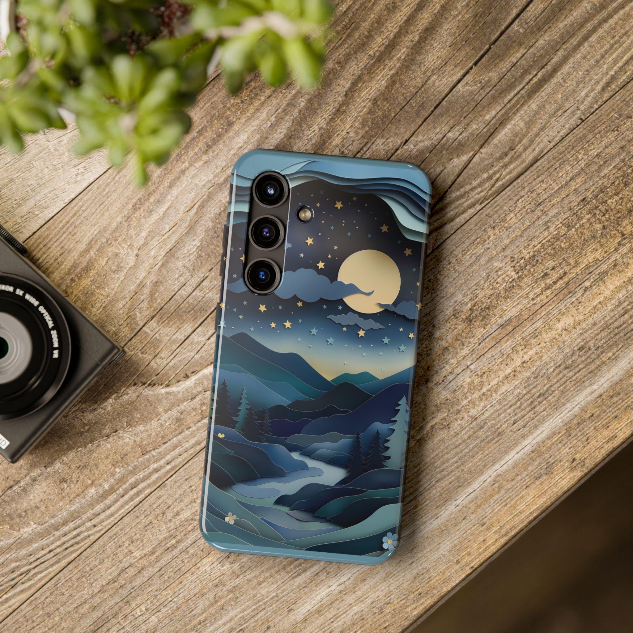 Starry Night iPhone Case: Mountain Moon Art, Nature Lover Gift - Etsy