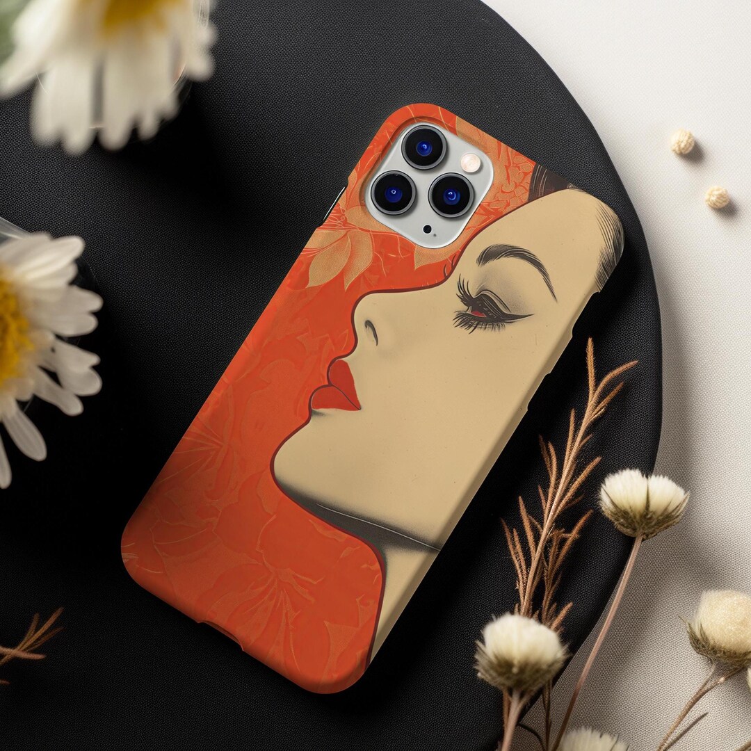 Retro Art Woman Phone Case Bold Feminine iPhone Cover Vintage Aesthetic ...