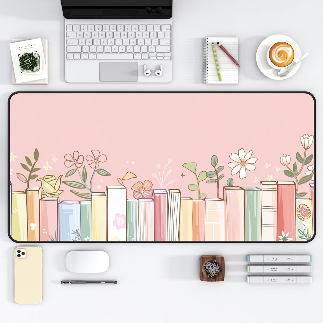 Coquette Bookish Desk Mat Pink Mouse Pad Bookish Desk Decor Aesthetic ...