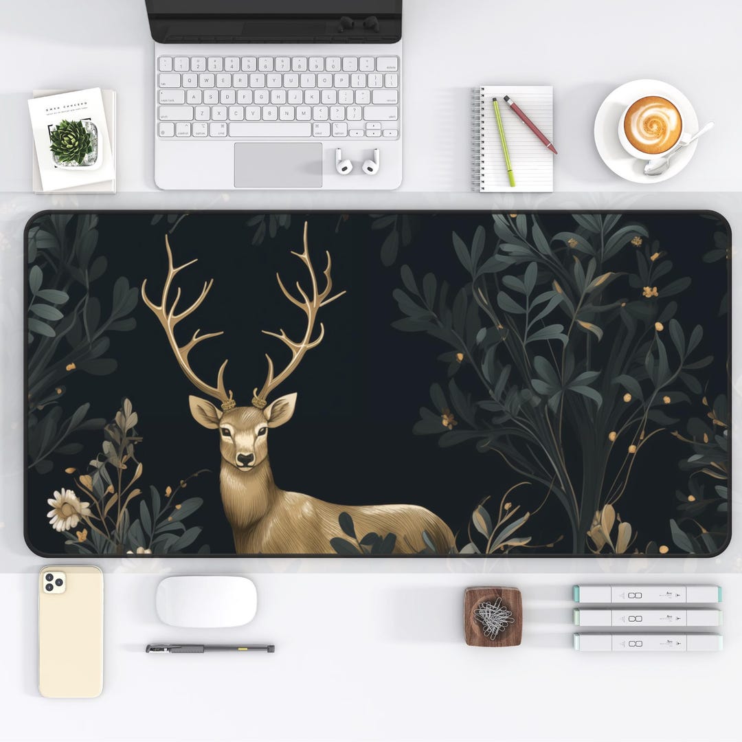 Forest Deer Desk Mat Fantasy Gaming Mat Throne of Glass Mouse Pad ...