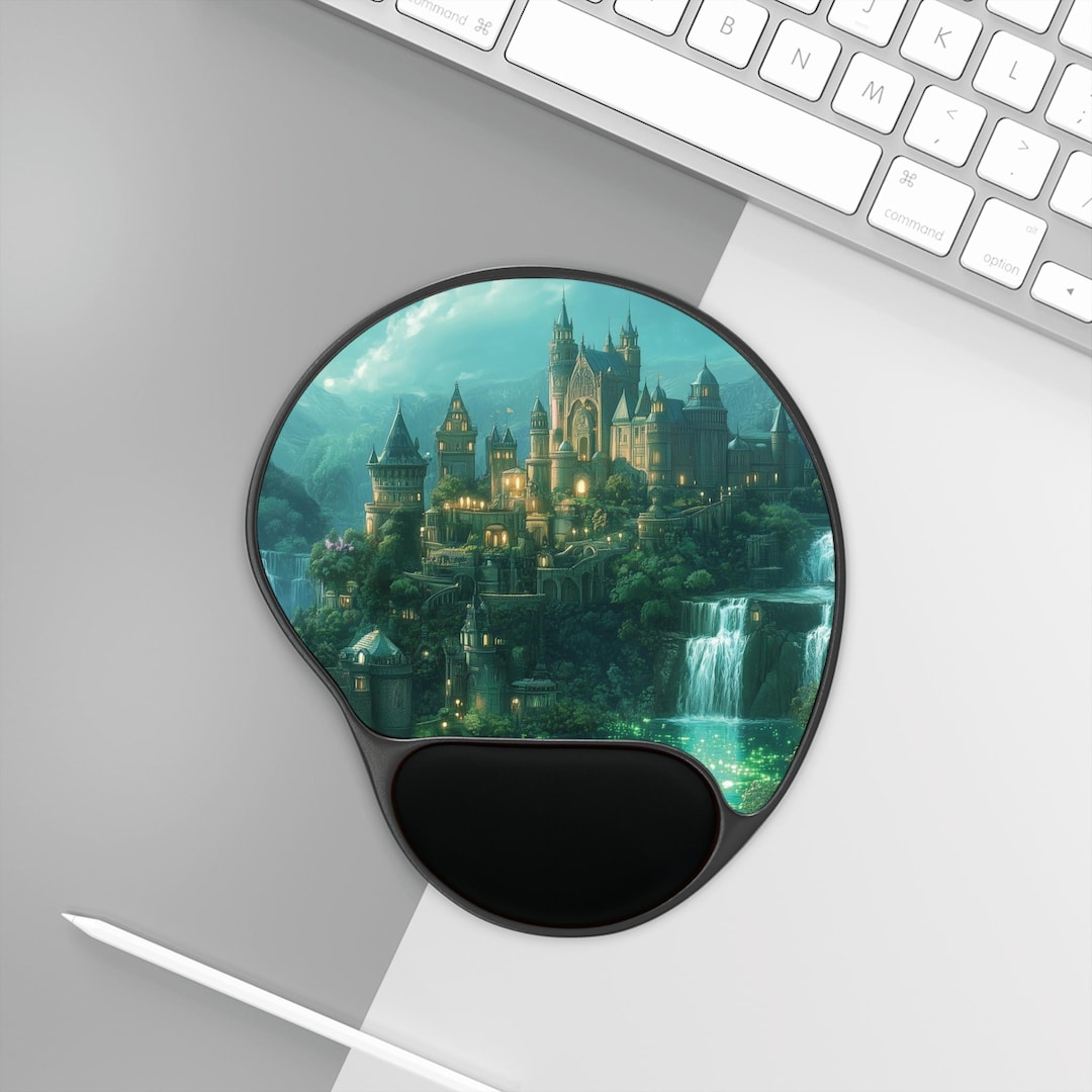 Fantasy Castle Mouse Pad With Wrist Rest, Gaming Desk Accessory Gift ...