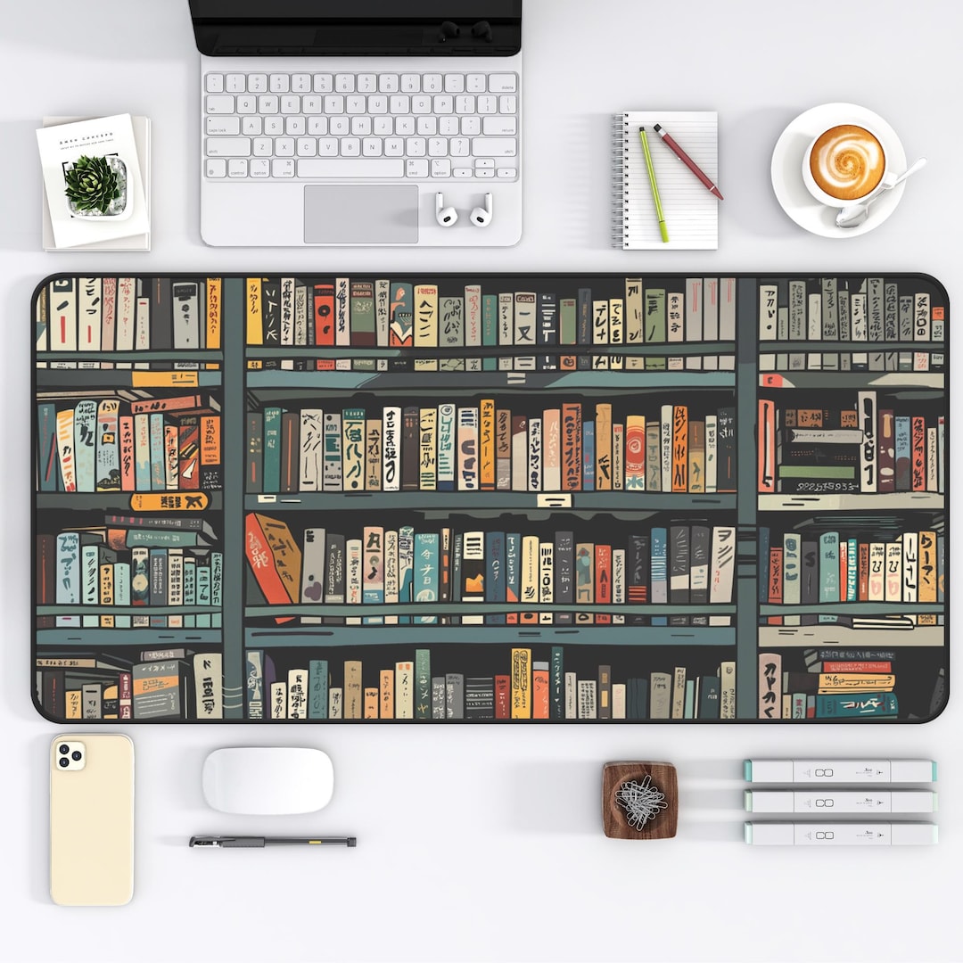 Manga Desk Mat Anime Deskmat Library Mouse Pad Book Lovers Gift Bookish ...
