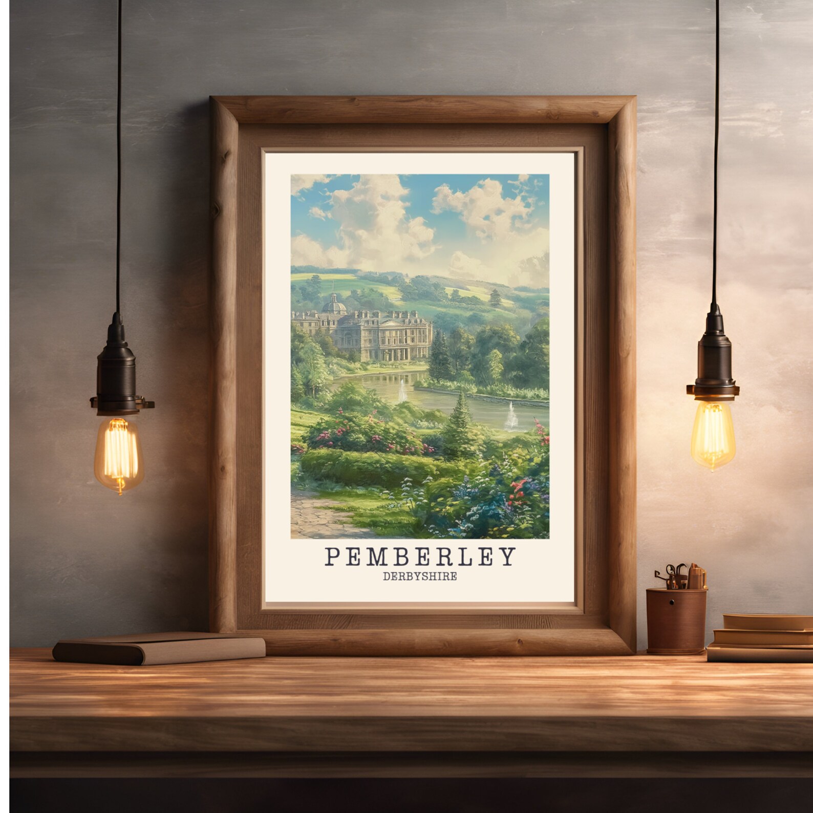 Pemberley Art Print Jane Austen Travel Poster Digital Download Pride ...