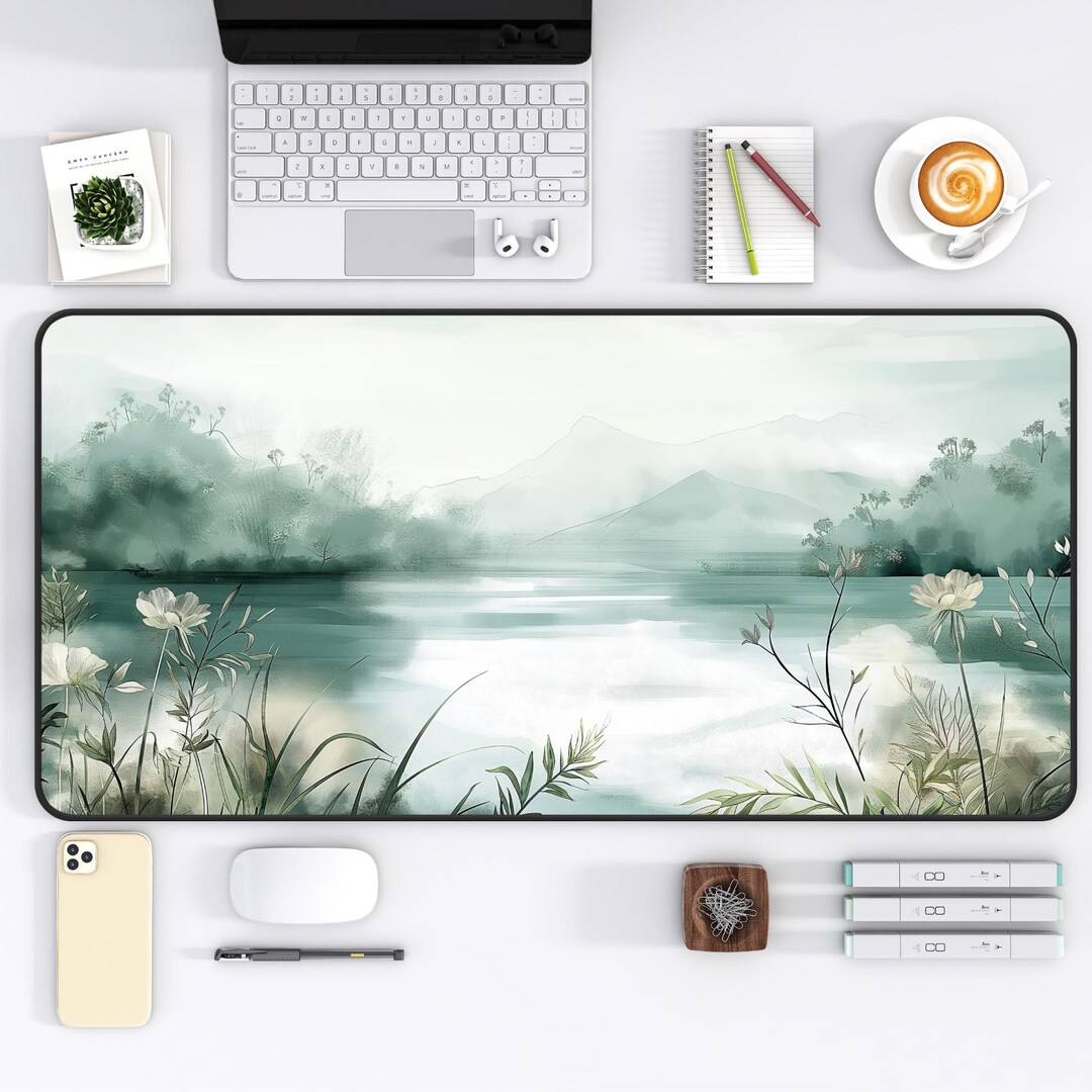Lake Landscape Desk Mat Nature-inspired Mouse Pad, Custom Quote Desk ...